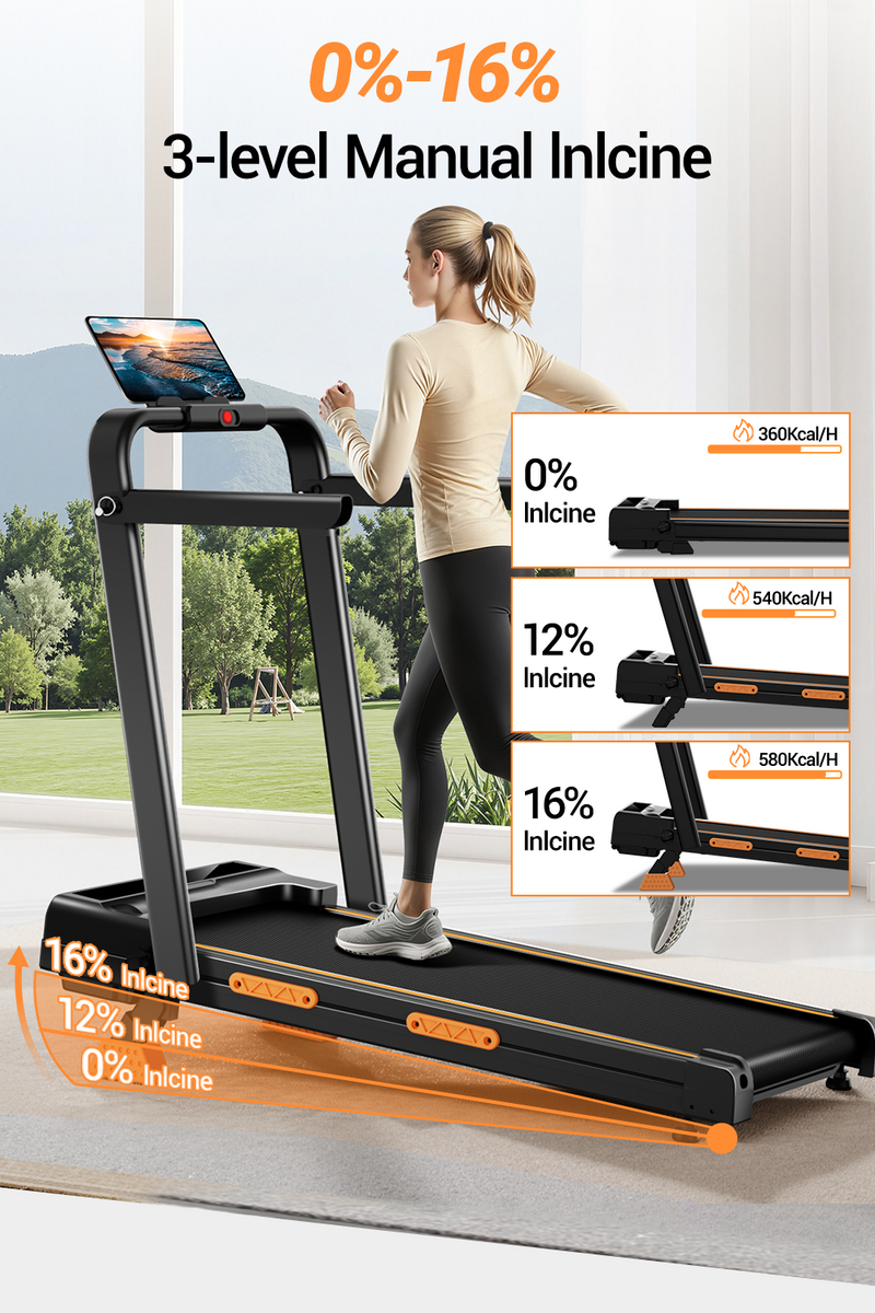 Umay X5F Folding 3-in-1 Portable Treadmill with 16% Incline Max 6.5MPH